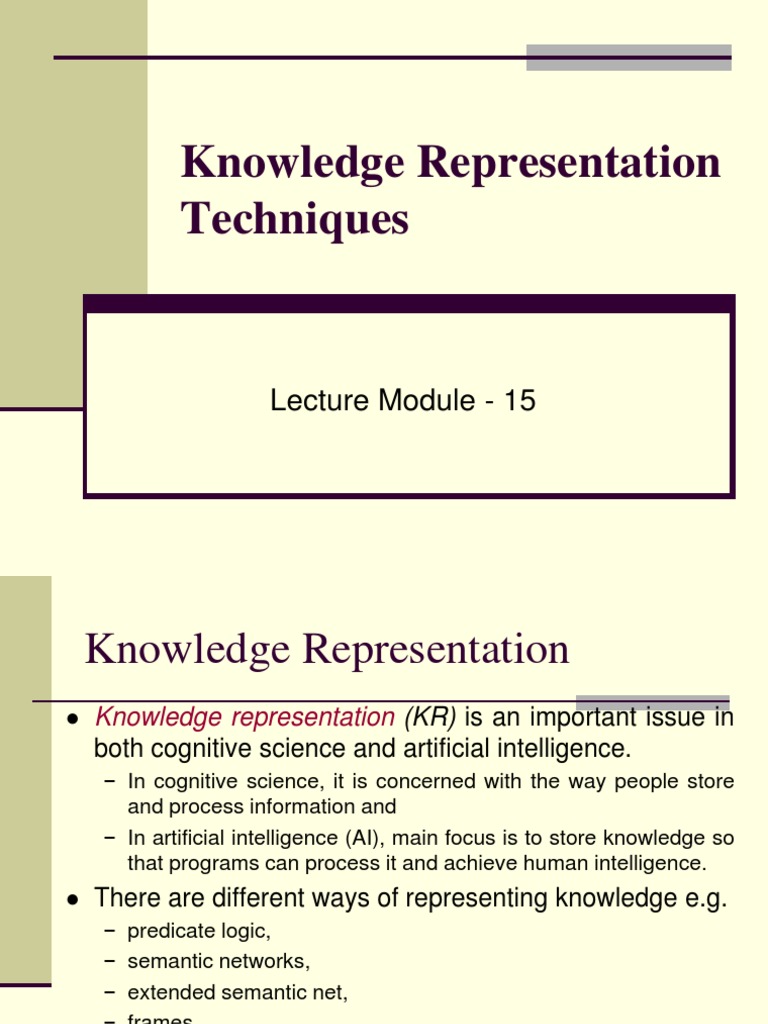 Knowledge Representation Technique Pdf Knowledge Representation And