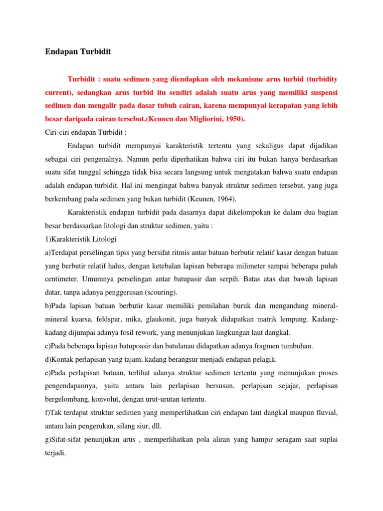 Karakteristik Endapan Turbidit | PDF