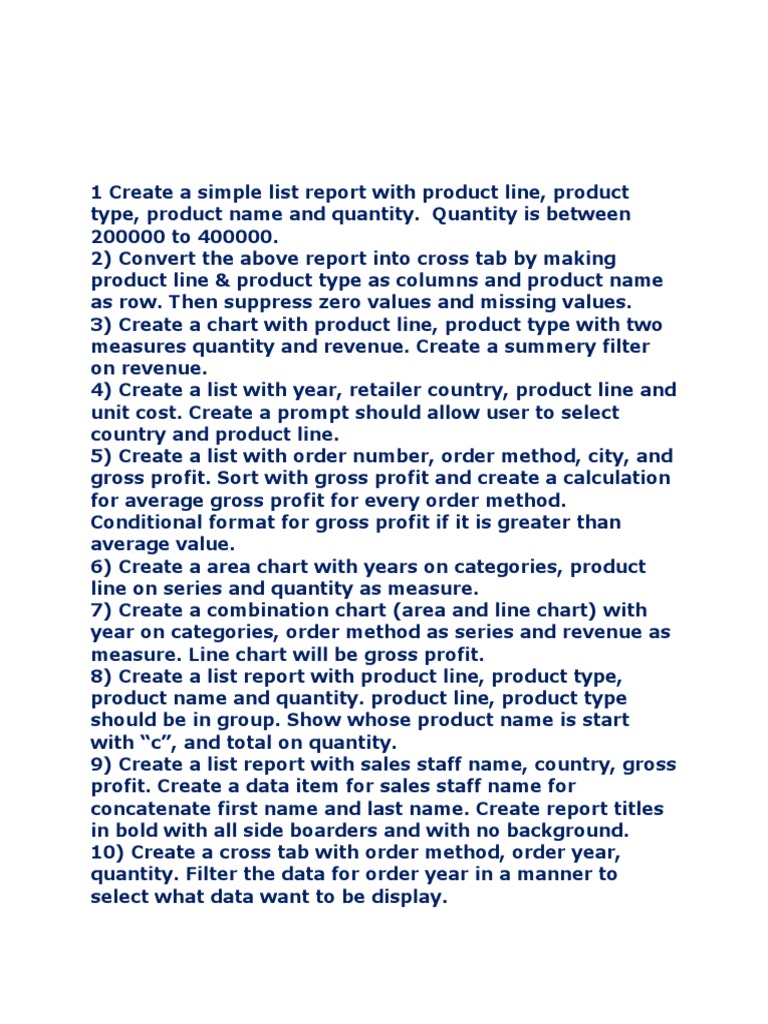 Sample Exercises in Cognos 8 Report Studio | PDF | Revenue | Profit ...