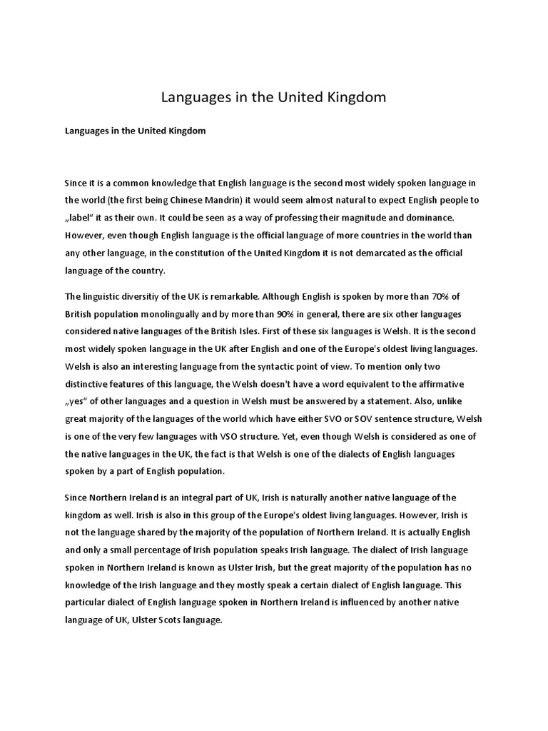 Languages in The UK | PDF | Irish Language | Northern Ireland