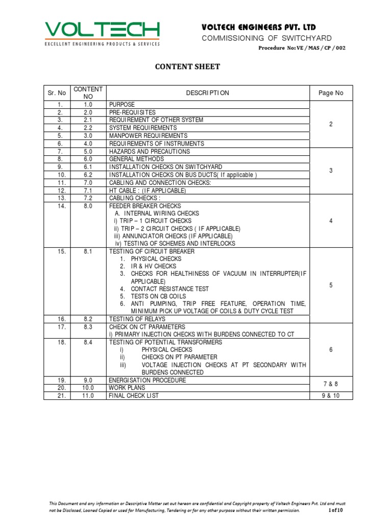 Content Sheet: Voltech Engineers Pvt. LTD | PDF | Electrical Substation ...