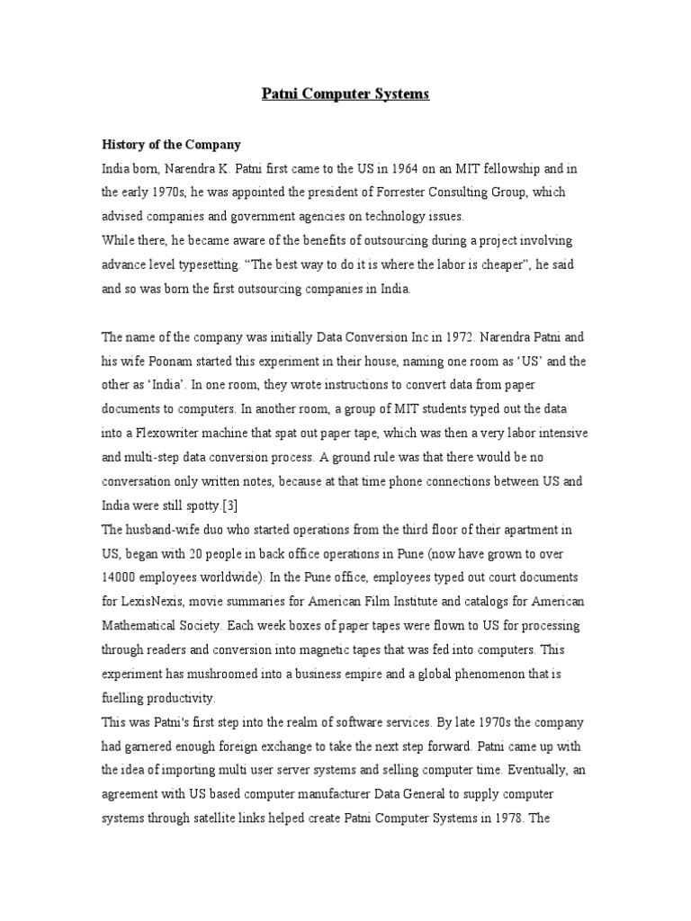 Patni Computer Systems | PDF | Cloud Computing | Business Process