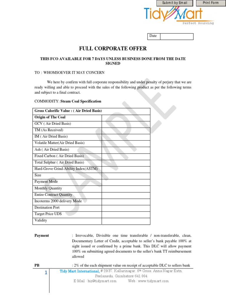 Full Corporate Offer: This Fco Available For 7 Days Unless Business ...