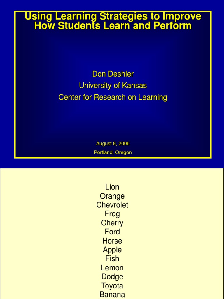 Using Learning Strategies To Improve How Students Learn and Perform ...