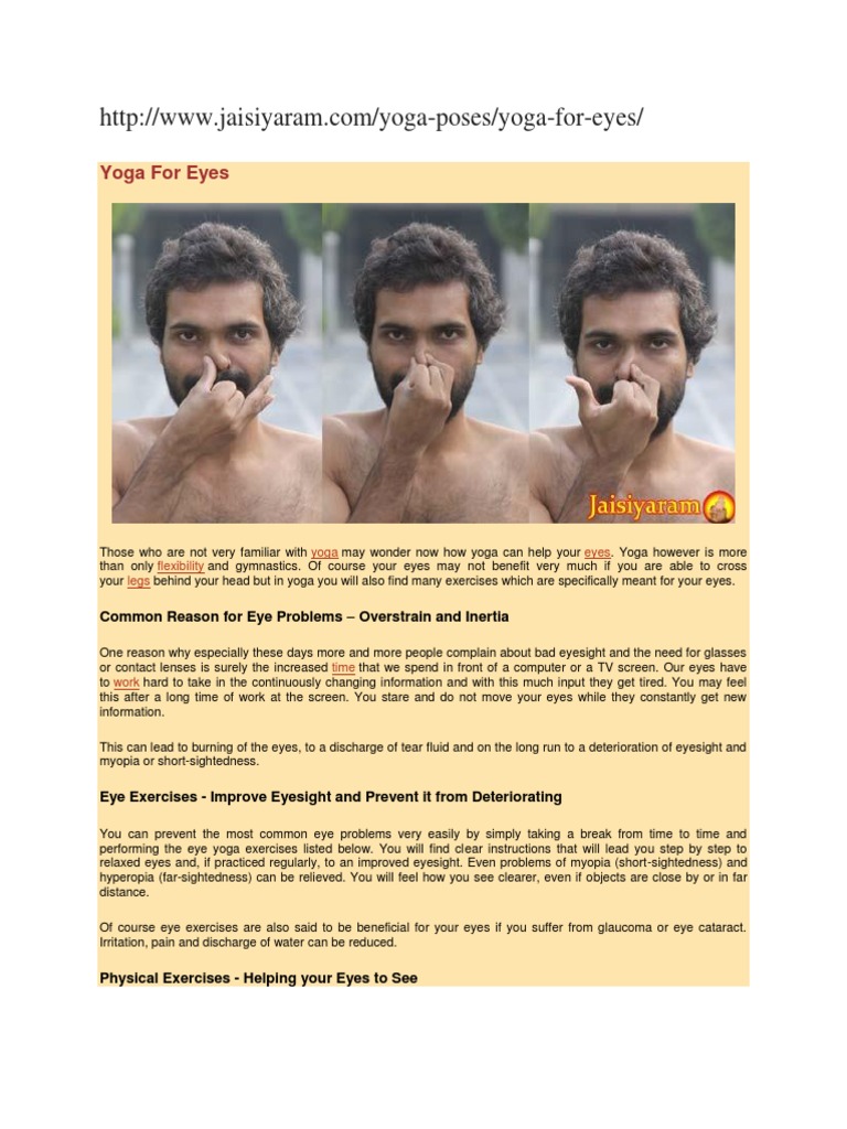 Yoga Exercises for Eye Health | PDF | Yoga | Asana