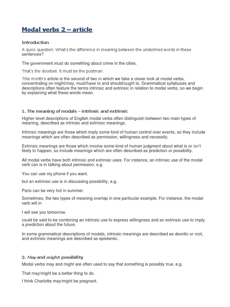 Modal Verbs | PDF | Verb | Linguistic Morphology