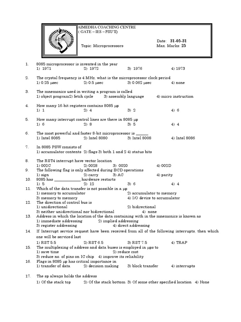 Topic: Microprocessors | PDF | Instruction Set | Central Processing Unit