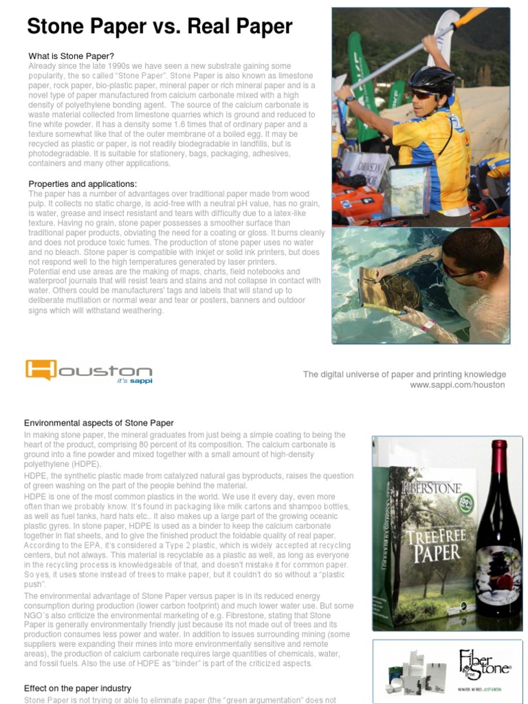 Stone Paper: Eco-Friendly Alternative? | PDF | Paper | Manmade Materials