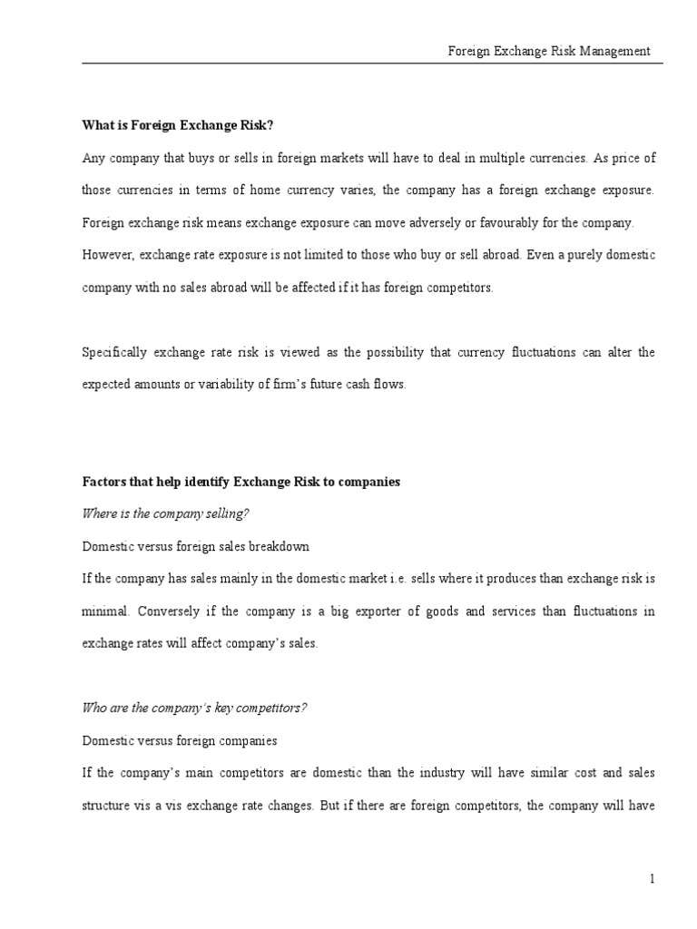 Foreign Exchange Risk Management | PDF