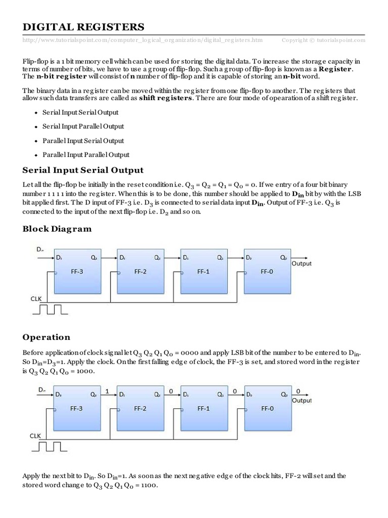 Digital Registers: Serial Input Serial Output | PDF | Electronic Design ...