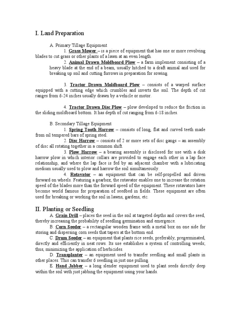 Land Preparation | PDF | Plough | Farming Tools