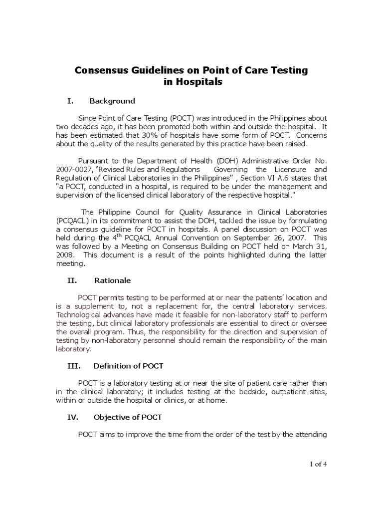 Poct Guidelines | PDF | Monitoring (Medicine) | Hospital