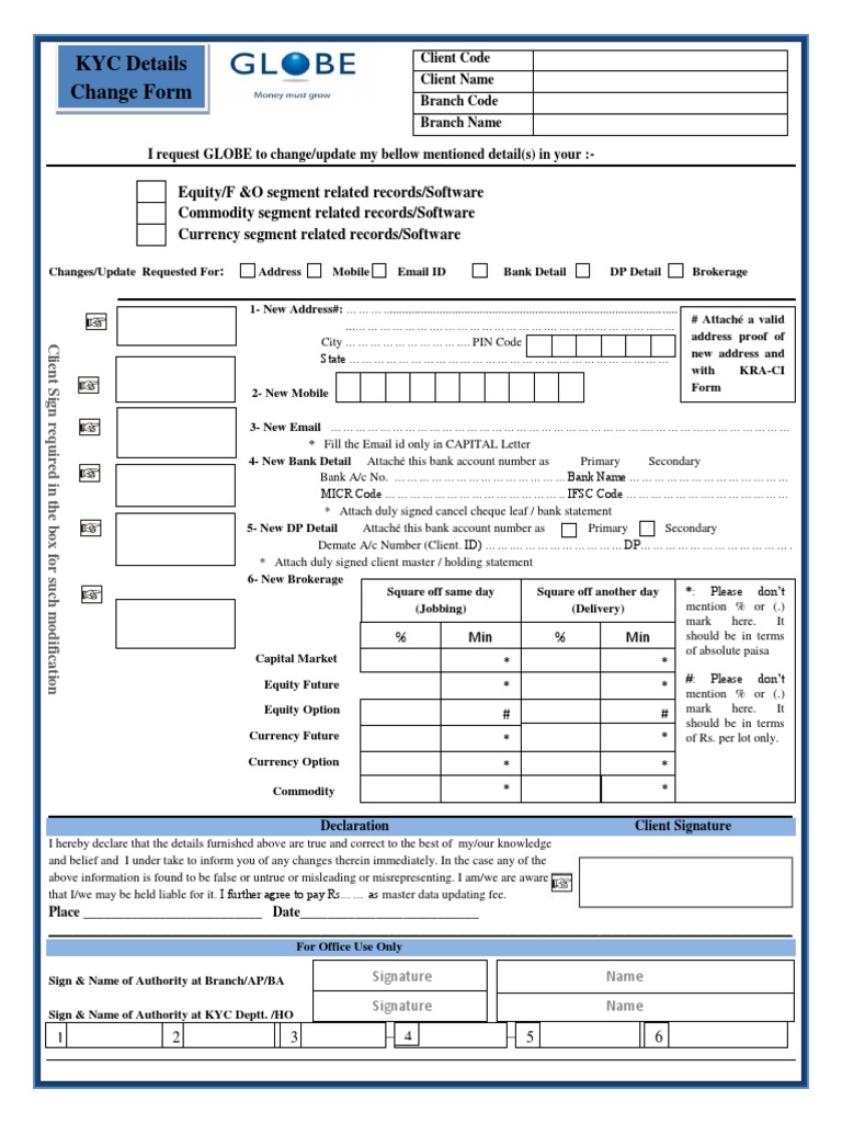 KYC Detail Change Form | PDF