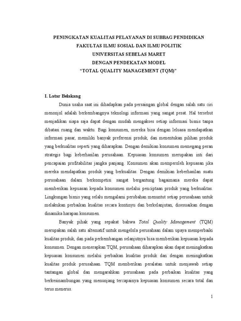 Makalah Implementasi TQM | PDF