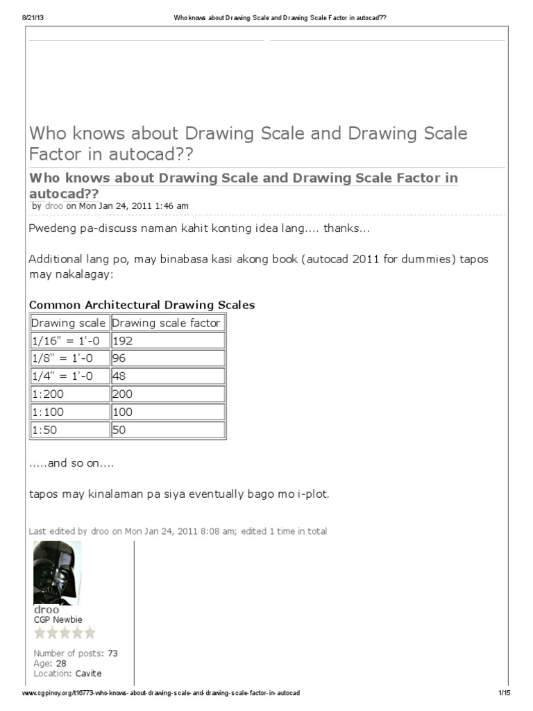 Who Knows About Drawing Scale and Drawing Scale Factor in Autocad ...