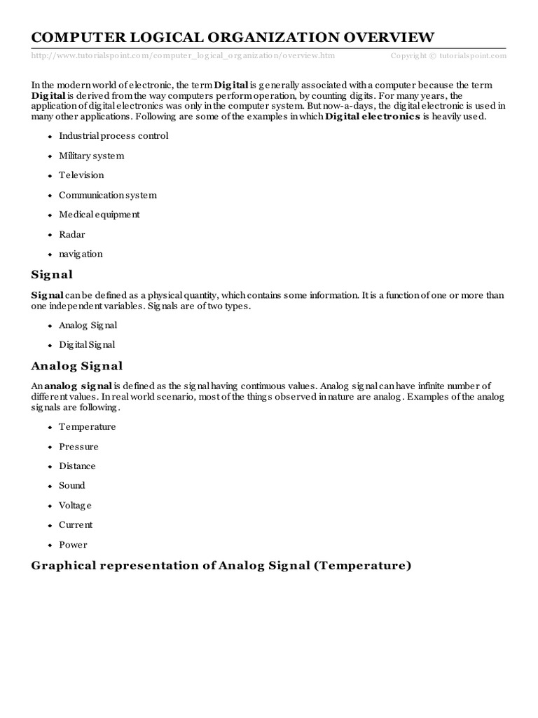 Computer Logical Organization Overview: Sig Nal | PDF | Analog Signal ...