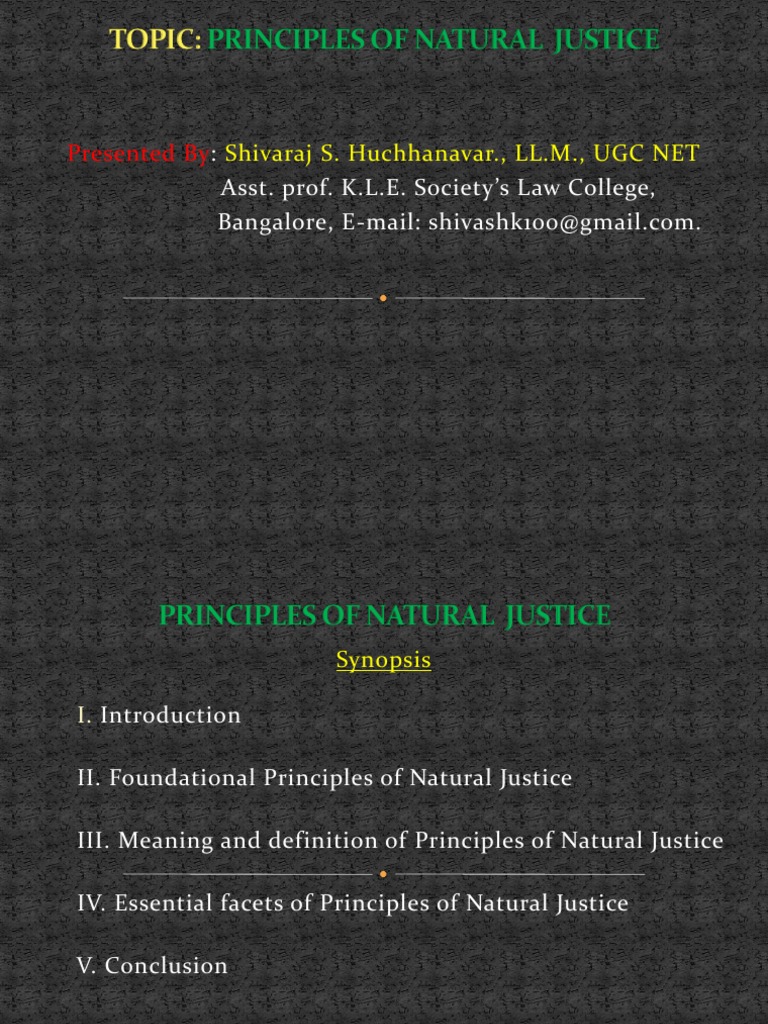 Principles of Natural Justice | PDF | Judgment (Law) | Ethical Principles
