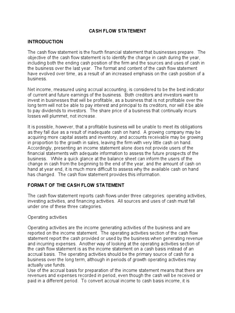 Cash Flow Notes | PDF | Cash Flow Statement | Book Value