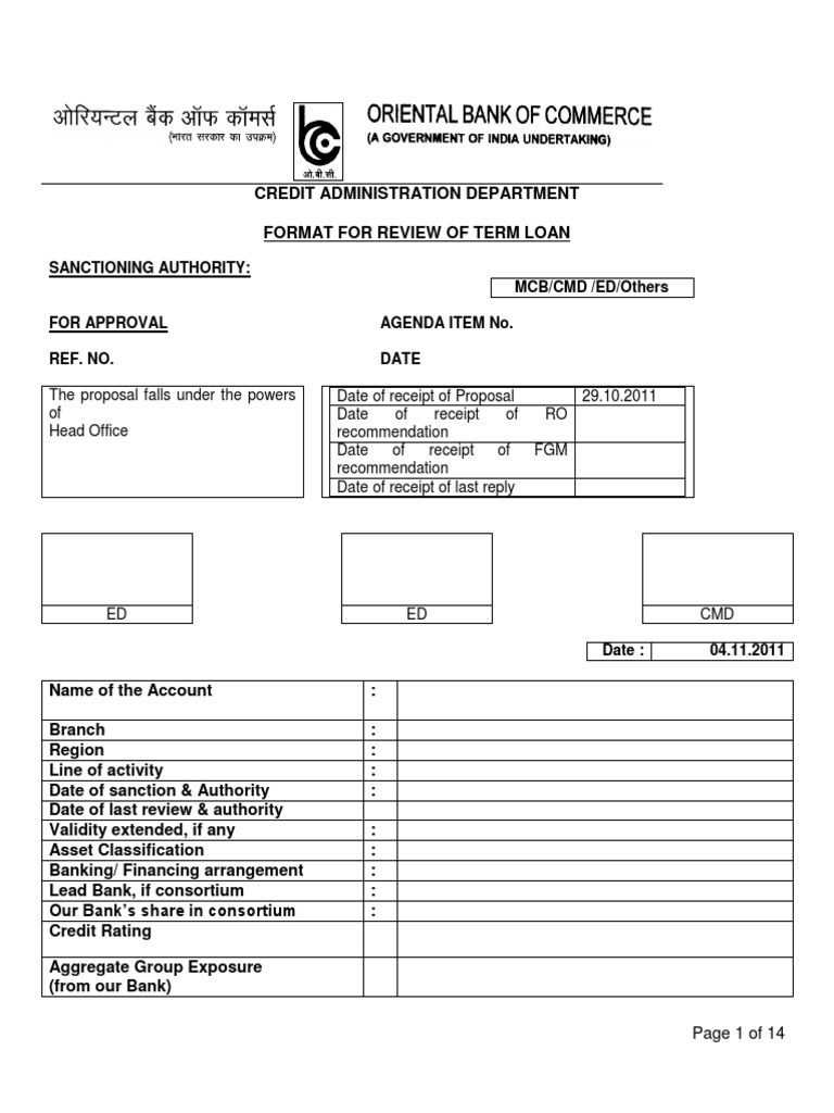 Term Loan Review Format Template | PDF | Financial Capital | Banks