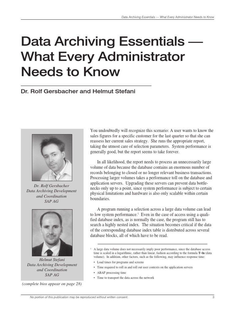 Data Archiving Essentials What Every Administrator Needs To Know | PDF | Database Index | Databases