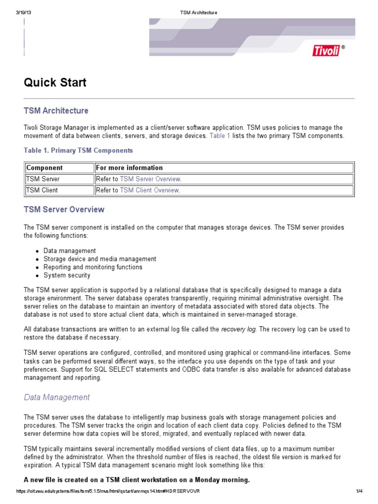 TSM Architecture | PDF | Databases | Computer File