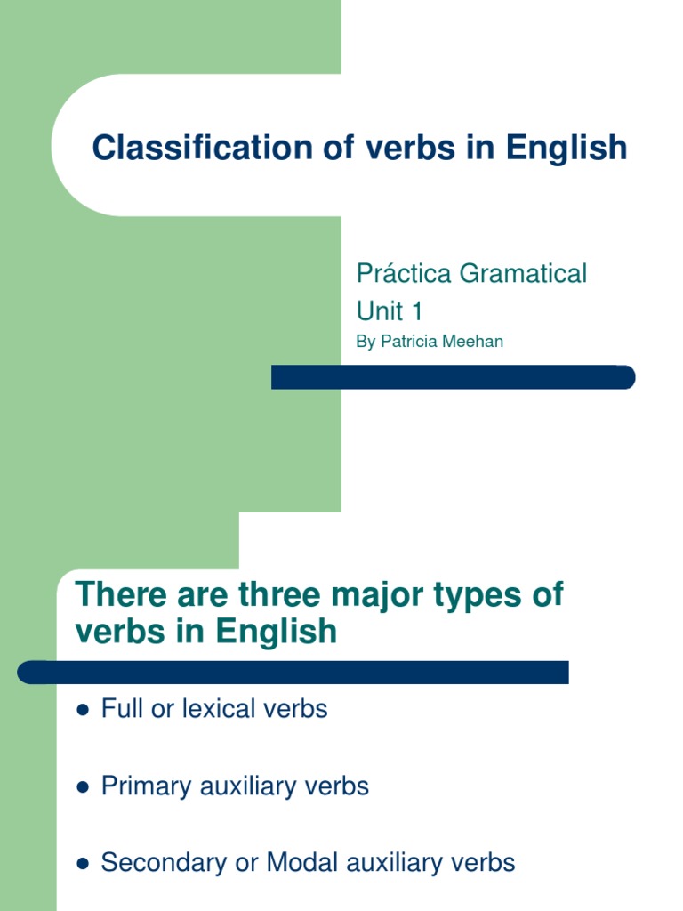 Classification of Verbs in English | PDF | Verb | Grammatical Tense