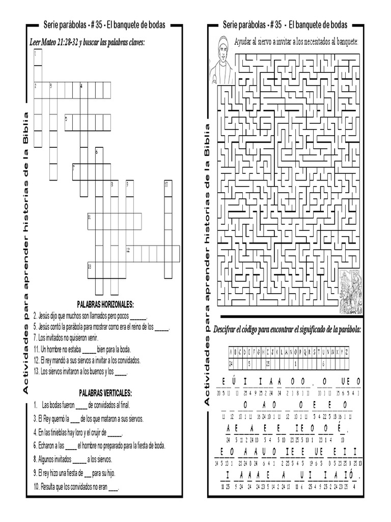 Hoja de Actividades Parabola 35 El Banquete de Bodas | PDF