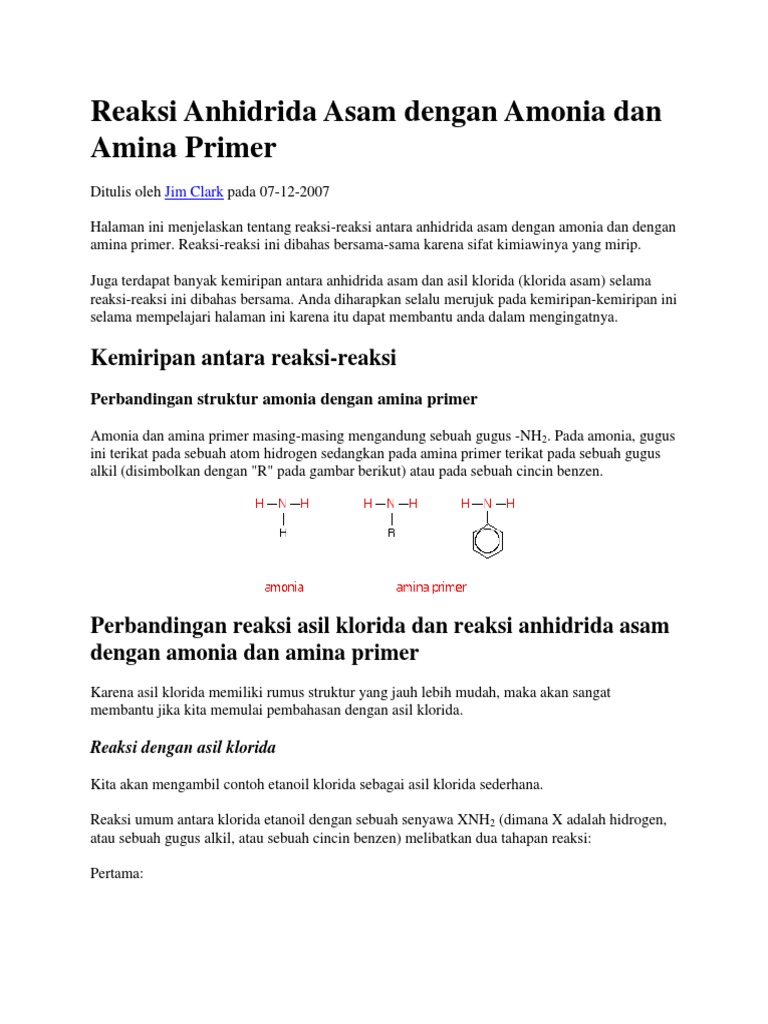 Reaksi Anhidrida Asam Dengan Amonia Dan Amina Primer | PDF