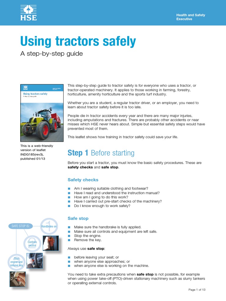 Using Tractors Safely A Step by Step Guide | PDF | Tractor | Trailer ...