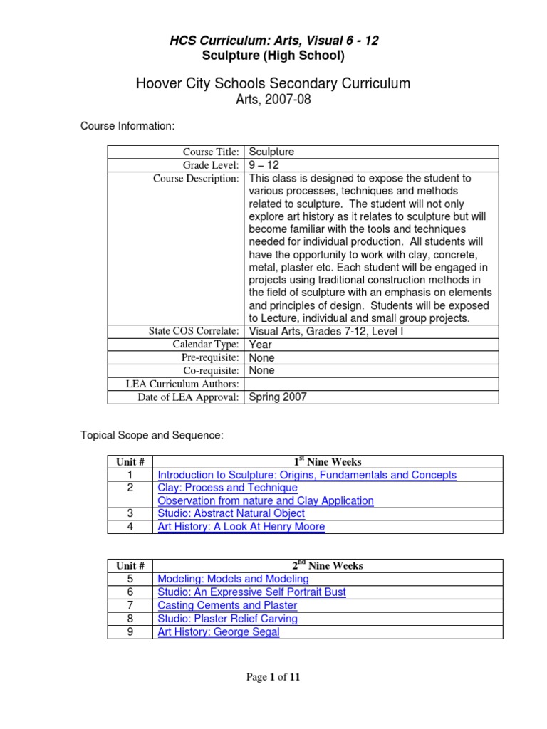 Art - HS Sculpture | PDF