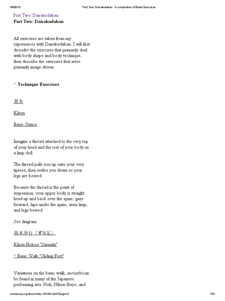 A Compilation of Butoh Exercises 2 | PDF | Leisure | Nature