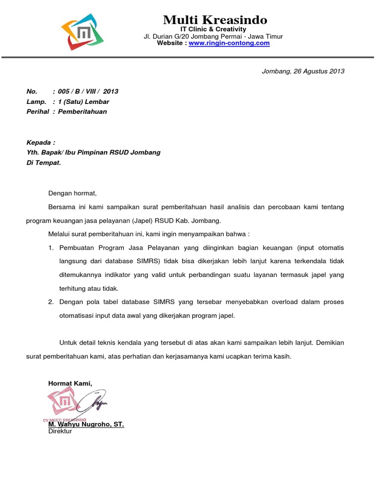 Contoh Surat Pemberitahuan Program - BaileyzebVasquez