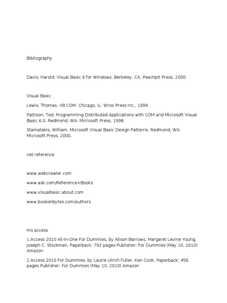 Bibliography | Microsoft Access | Microsoft Office | Free 30-day Trial ...