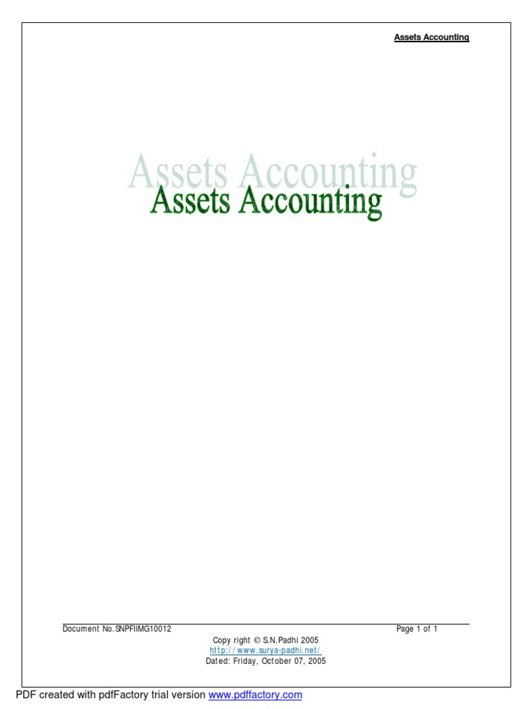 Assets Accounting PDF | PDF | Depreciation | Book Value