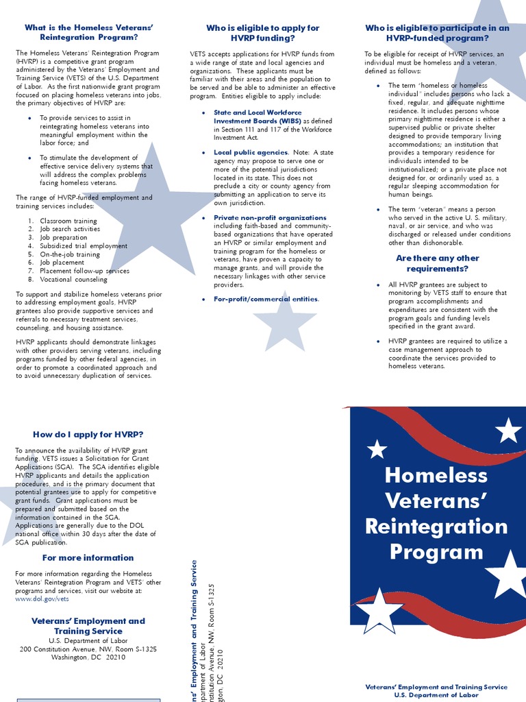 Department of Labor: Reintegration Program | PDF | Homelessness | Veteran