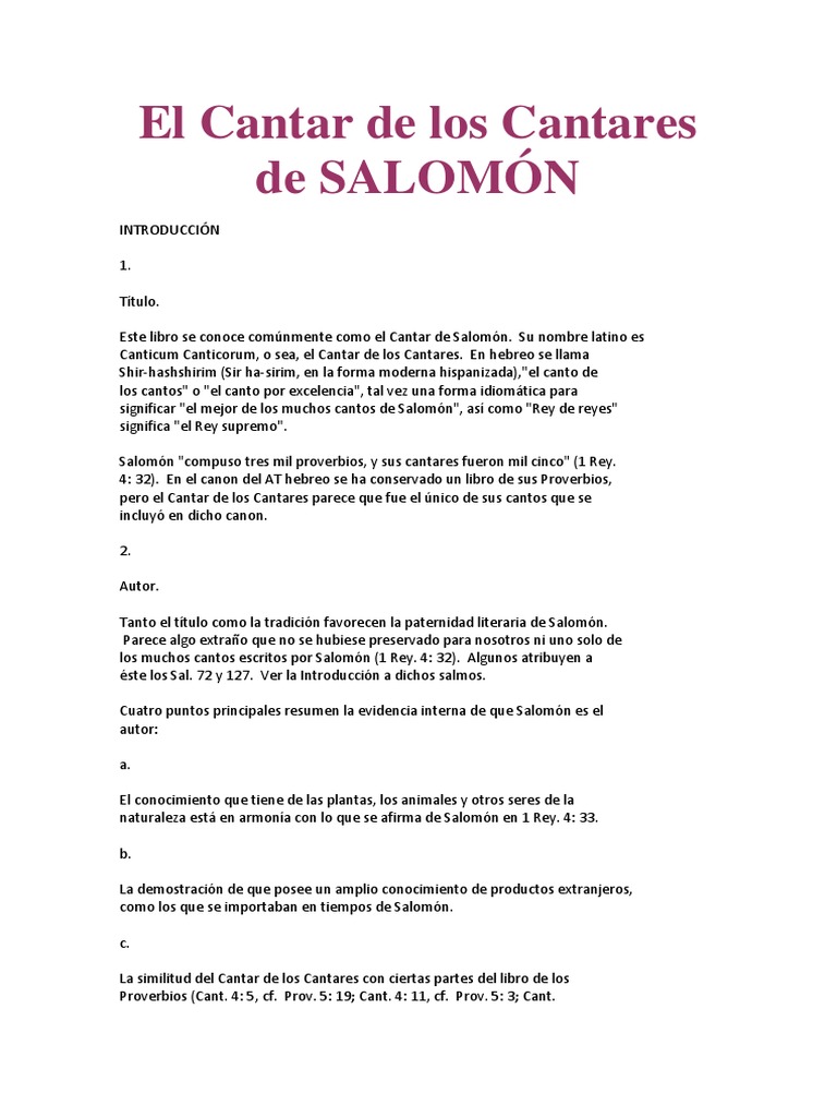22 - Cantares | PDF | Canción de canciones | Solomons