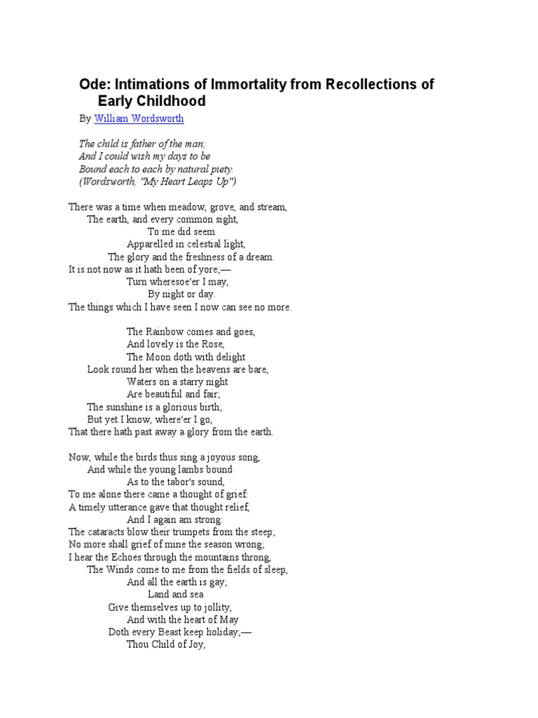 Ode Intimations of Immortality | PDF