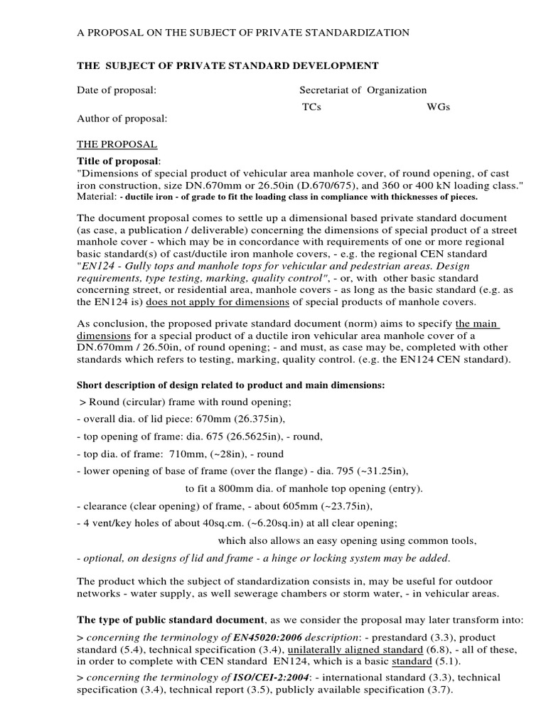 DN670 Ductile Iron Manhole Cover - D400 EN124 | PDF | Specification (Technical Standard ...