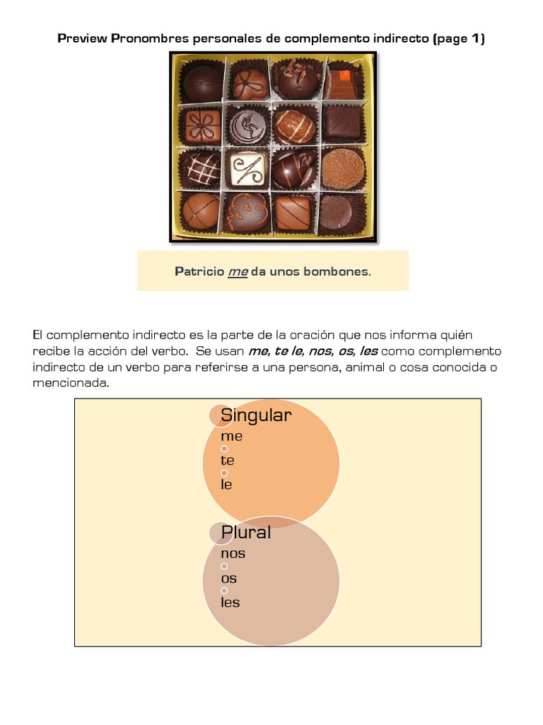 Preview Pronombres Personales de Complemento Indirecto | PDF | Objeto ...