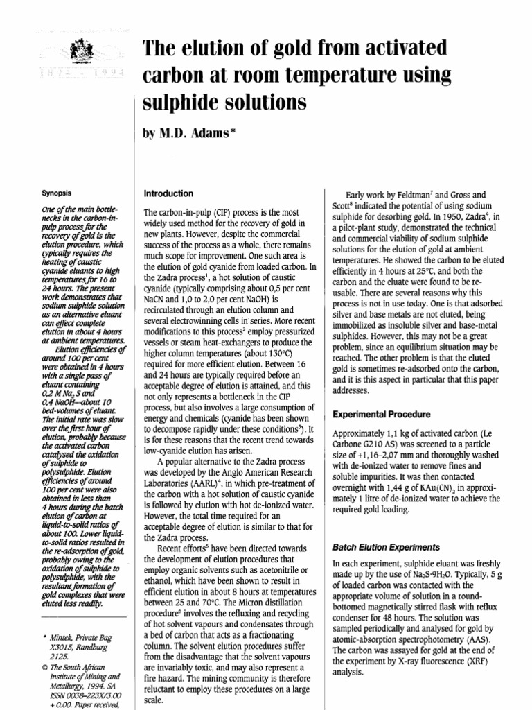 Carbon in Pulp Process | PDF | Sulfur | Ph