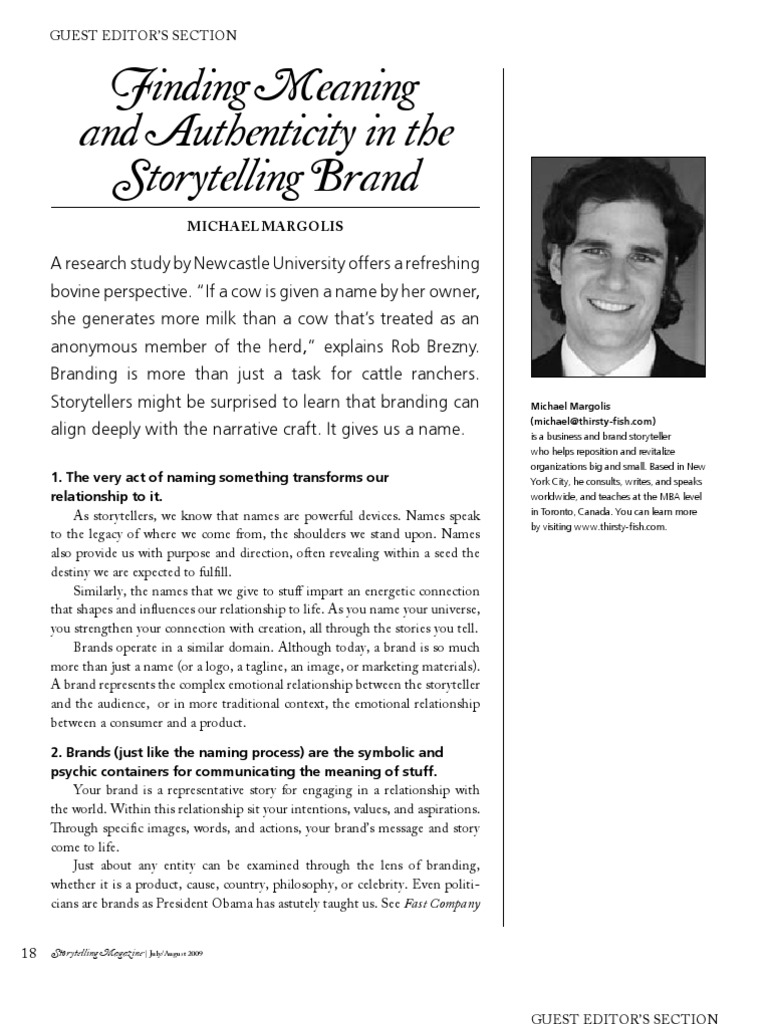 Brand Storytelling Storytelling Magazine JulyAug09 | PDF | Storytelling ...