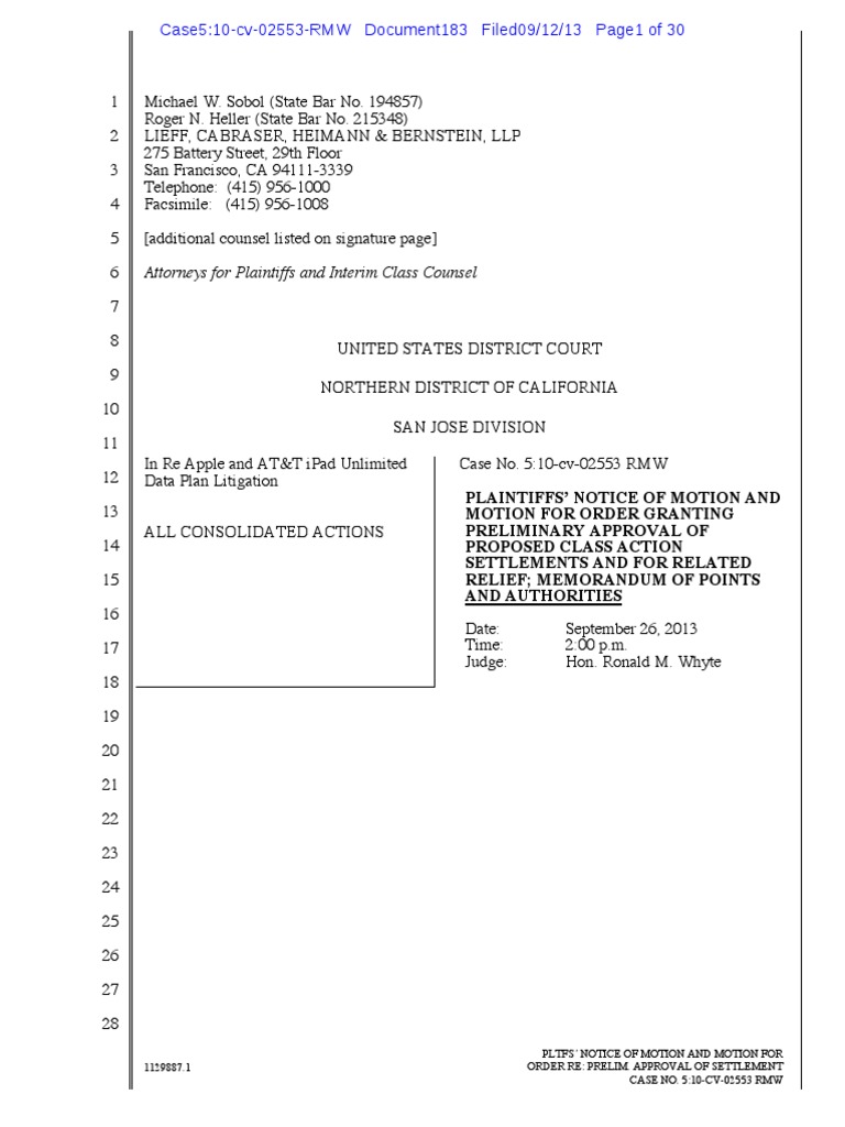 Notice of Motion Re ATT | PDF