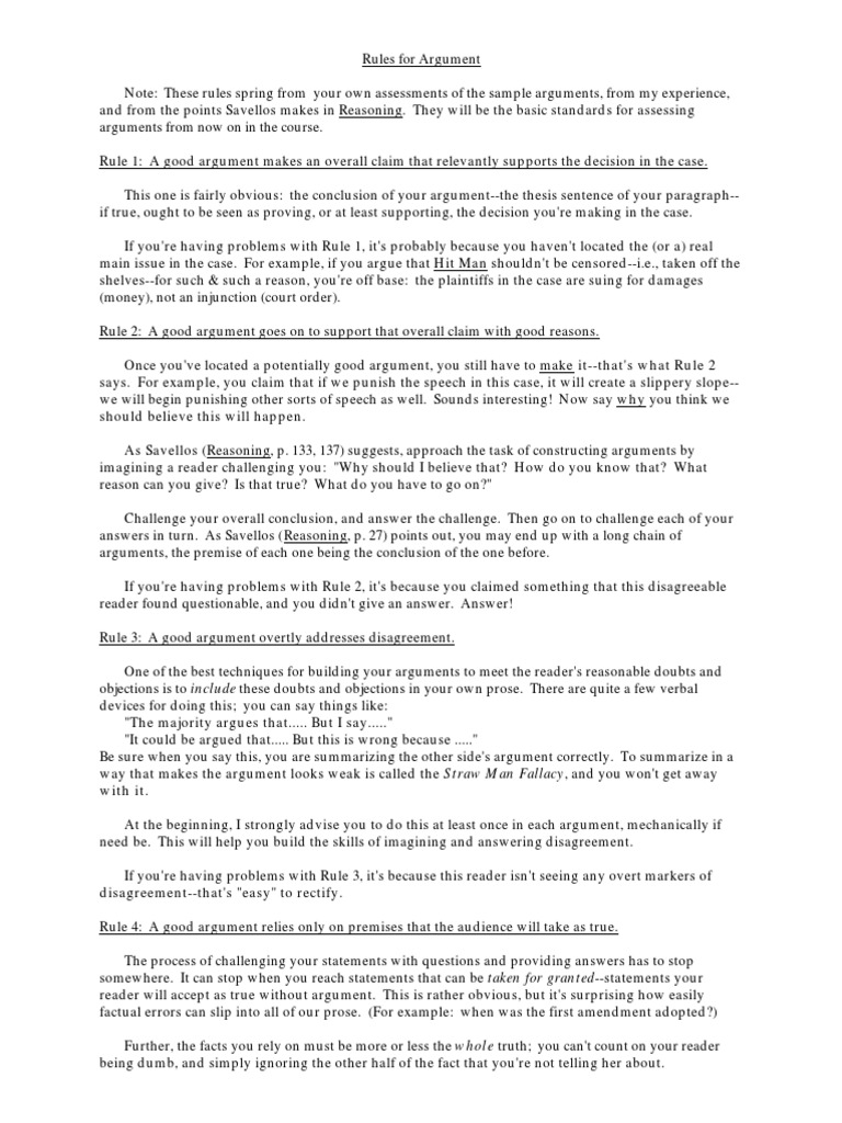 Essential Rules for Effective Argumentation | PDF | Argument ...