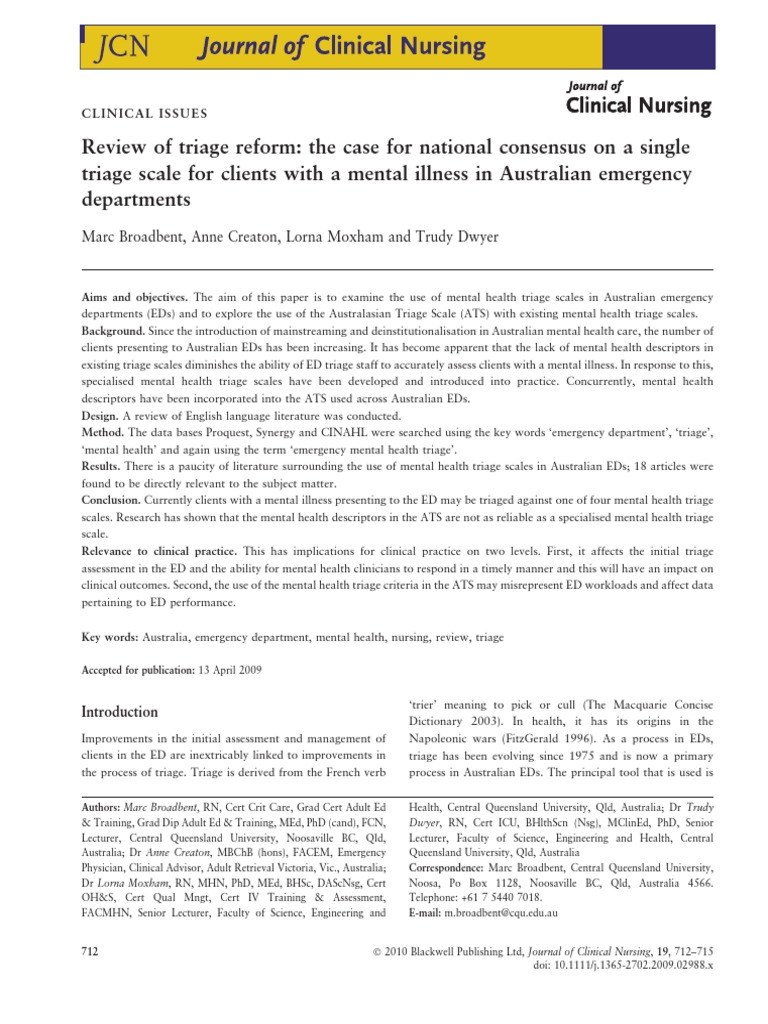 Triage Review of Triage Reform | PDF | Emergency Department | Mental Health