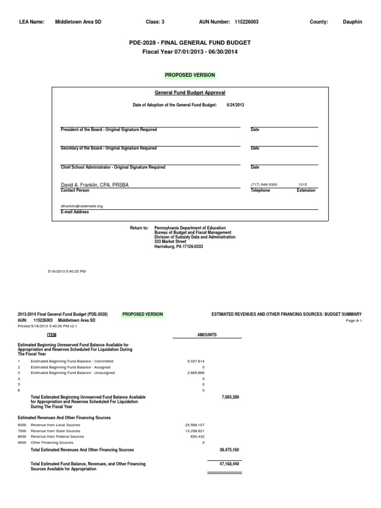 2013-14 Proposed FInal Budget | PDF | Flat Tax | Property Tax