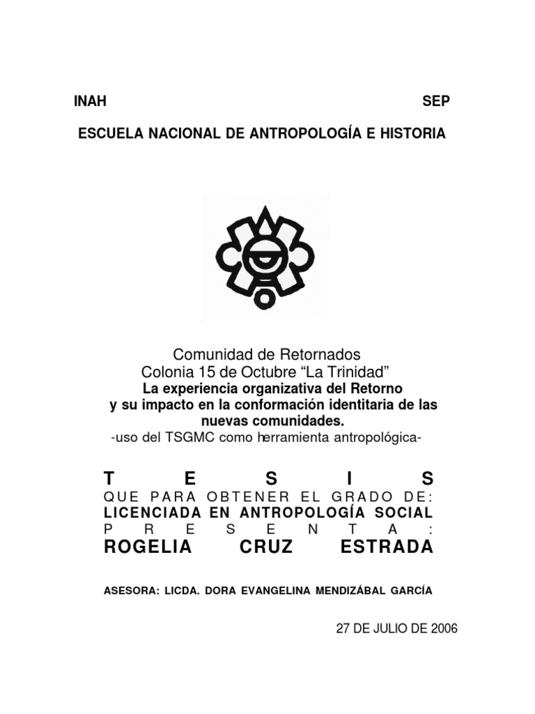Rogelia Cruz TESIS Colonia 15 de Octubre La Trinidad | PDF ...