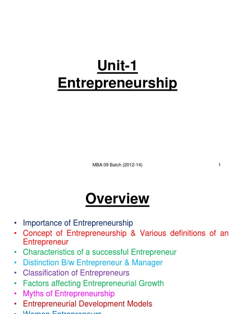 Unit 1 (ESBM) | PDF | Entrepreneurship | Goal