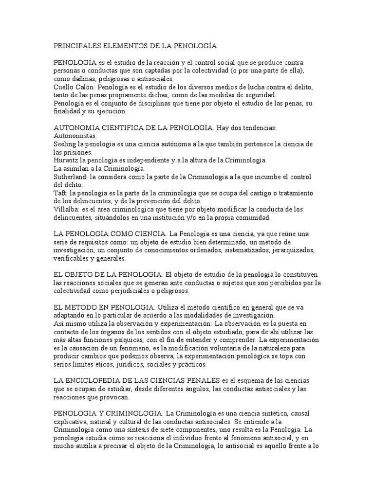 Elementos Clave de la Penología | PDF | Criminología | Criminología