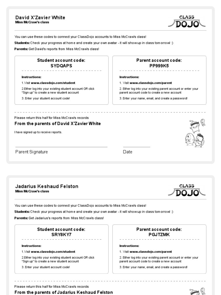 8-1 Codes for Class Dojo | Cyberspace | Educational Devices