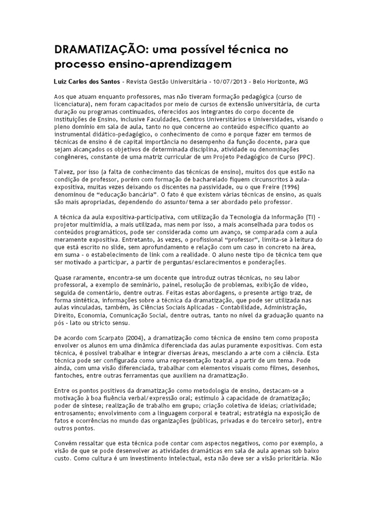 DRAMATIZAÇÃO | PDF | Sociologia | Comunicação